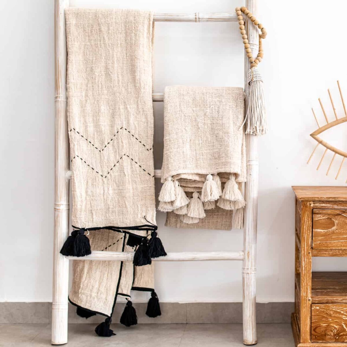 KOC Z SUROWEJ BAWEŁNY | PLED BOHO | NARZUTKA | BALI BALI