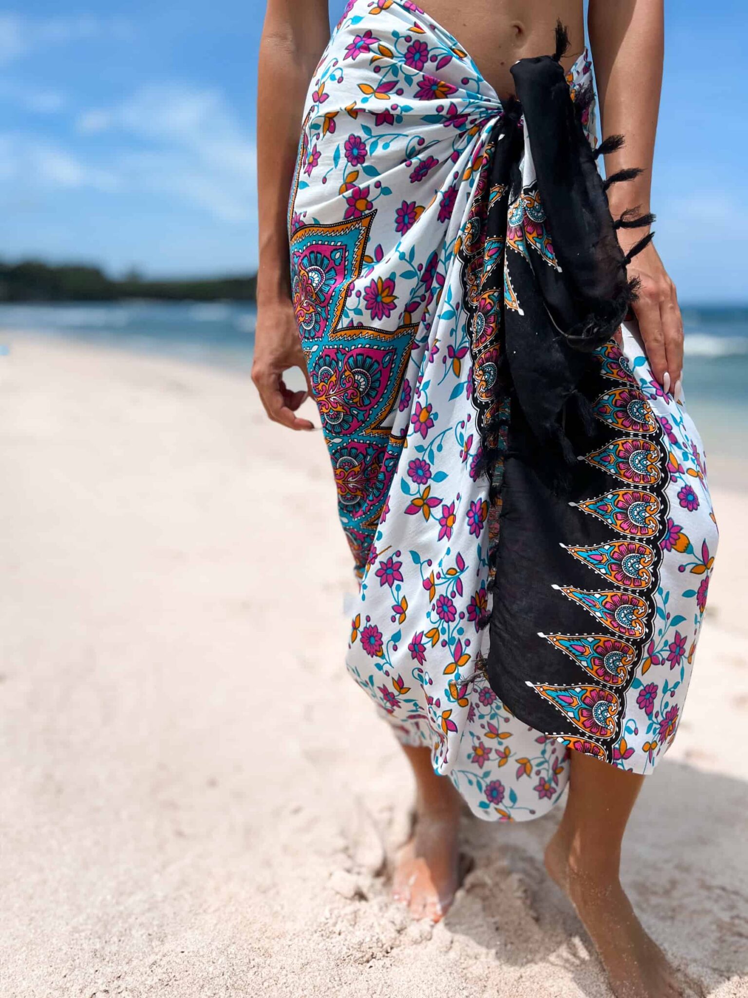Pareo Plażowe Chusta MANDALA FIOLETOWO-BIAŁE - Bali Bali