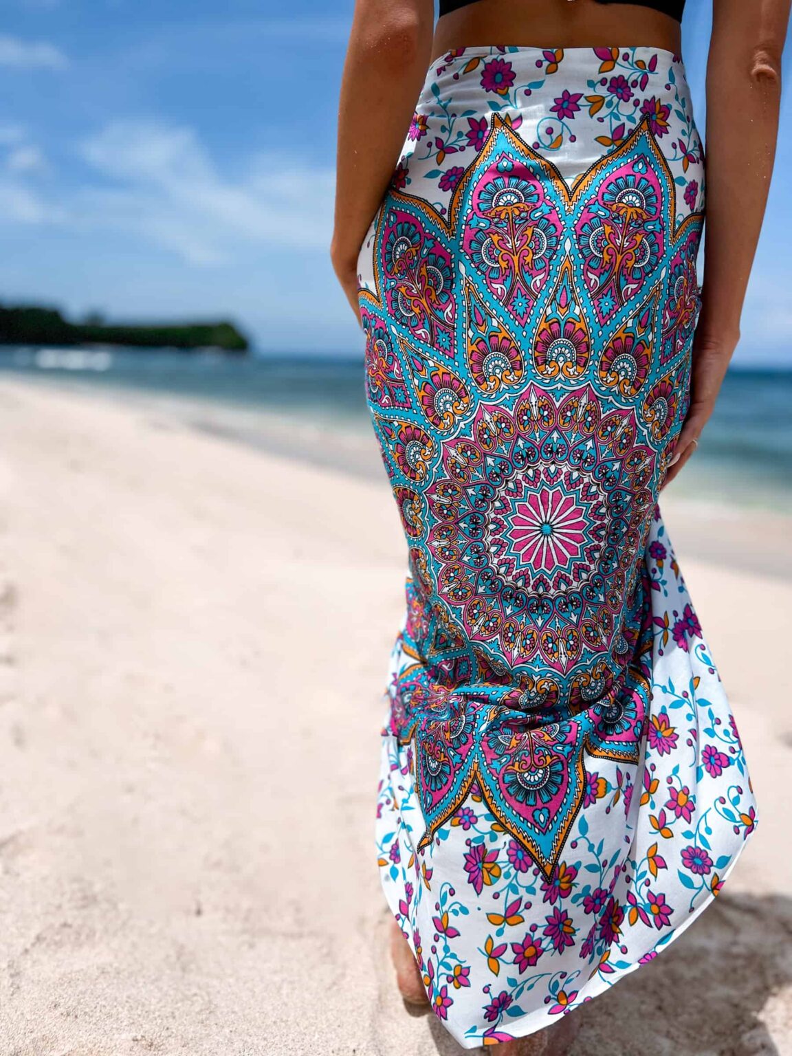 Pareo Plażowe Chusta MANDALA FIOLETOWO-BIAŁE - Bali Bali